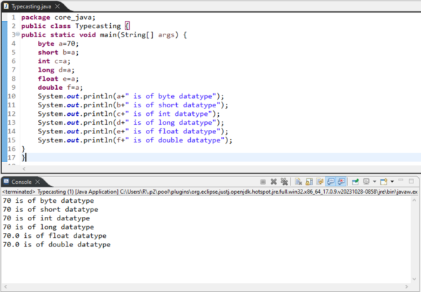 Type Casting In Java Widening And Narrowing