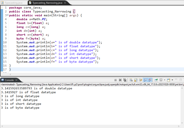 Type Casting in Java: Widening and Narrowing