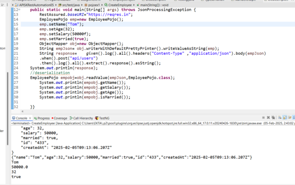 Serialization and Deserialization in RestAssured